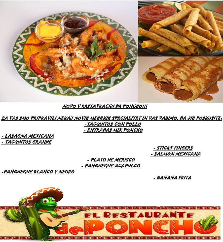 Menu at El restaurante de Poncho, Ptuj