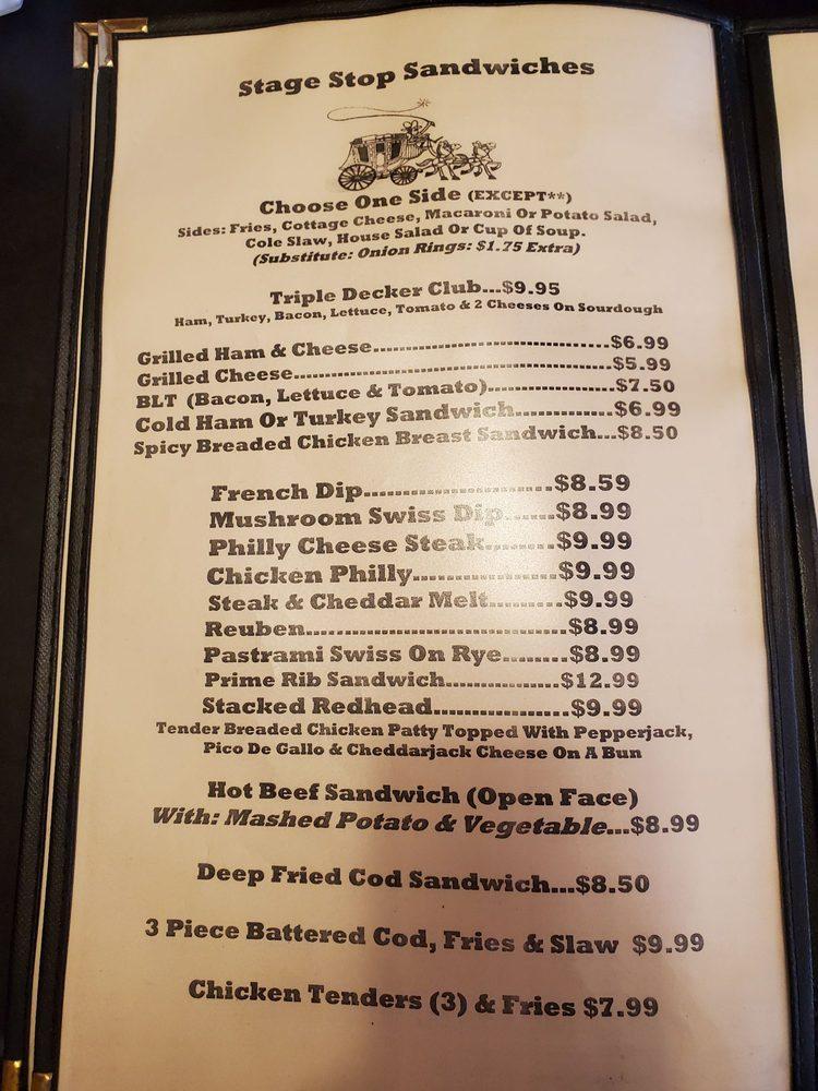 Menu at Sherry's Stage Stop Restaurant, Yerington
