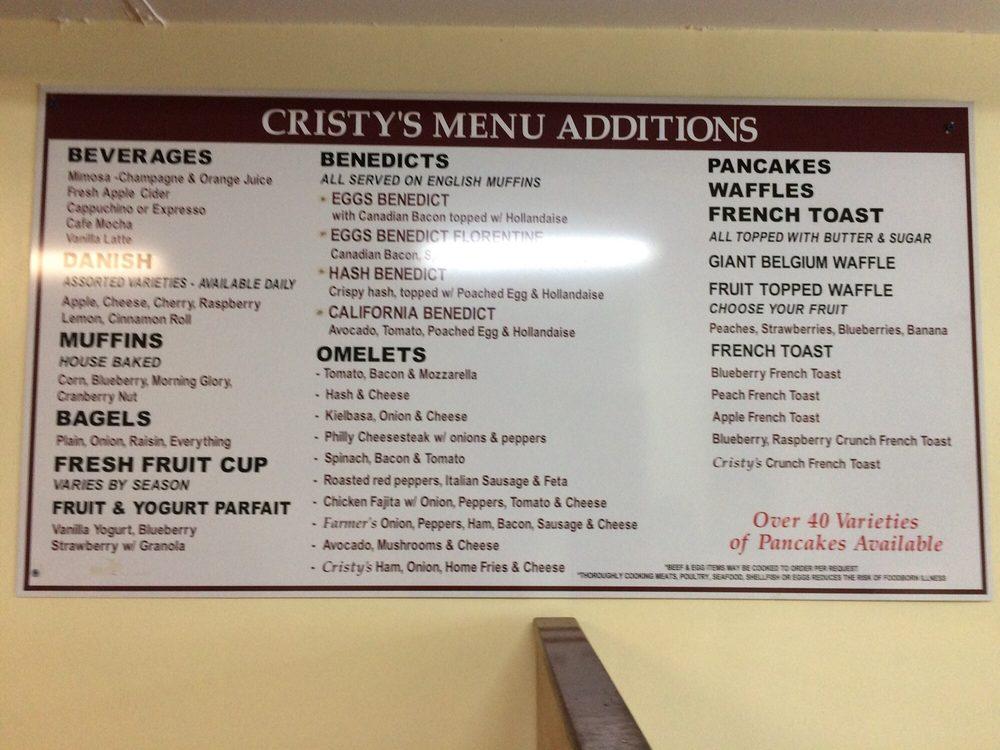 Menu at Cristy's Restaurant, Westbrook