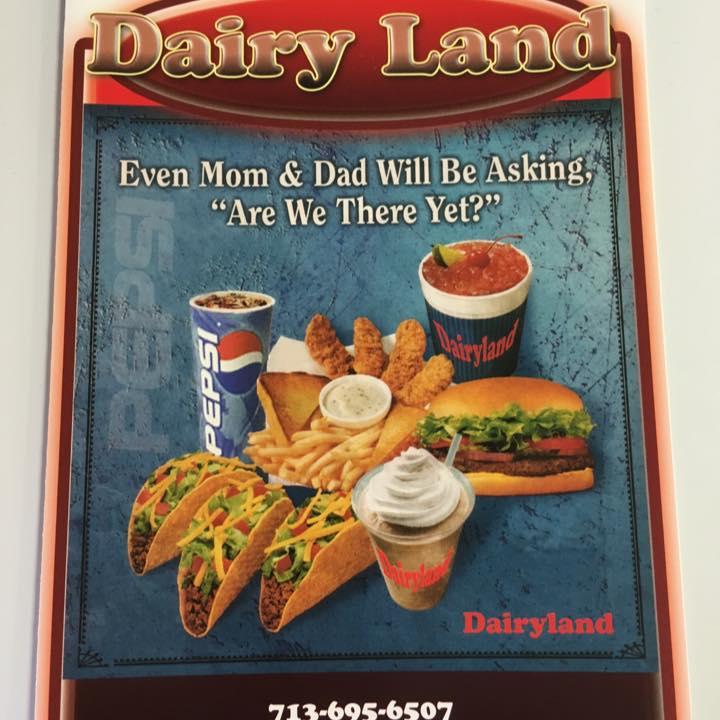 Menu at Dairy Land restaurant, Houston, 310 Cavalcade St