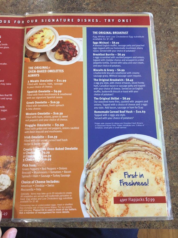 Menu at The Original Pancake House restaurant, Aventura