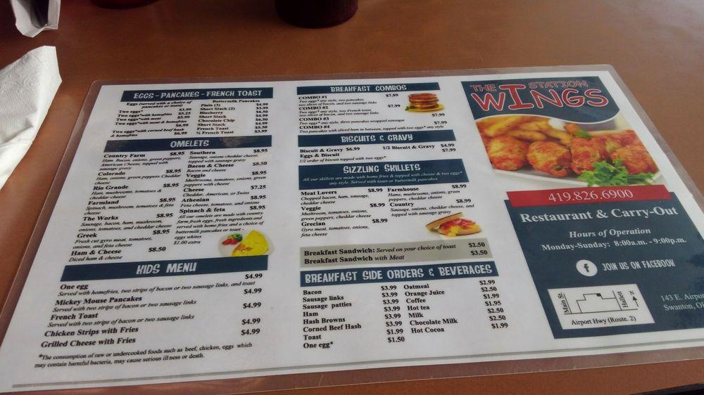 Menu at The Wings Station restaurant, Swanton