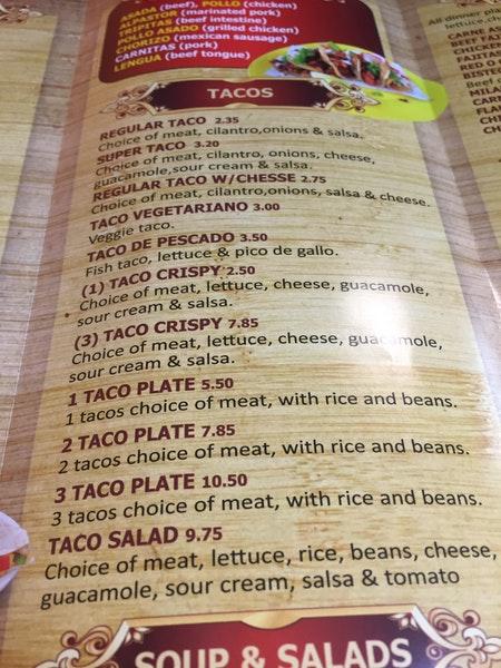 Menu at Taqueria Don Chepe restaurant, Pleasanton
