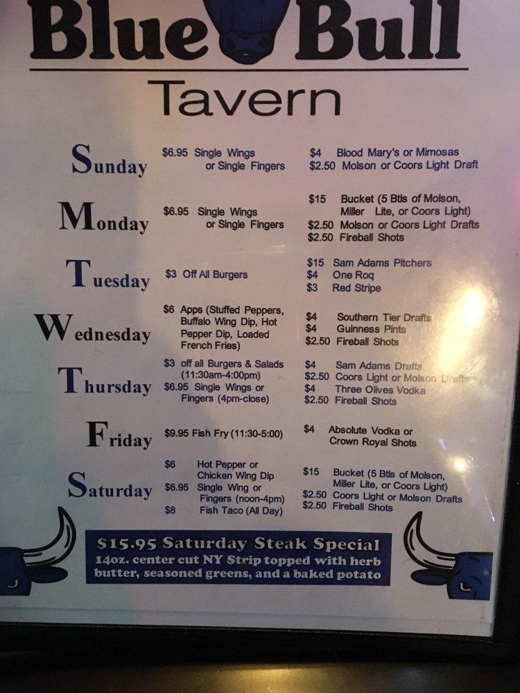 Menu at Blue Bull Tavern pub & bar, Amherst