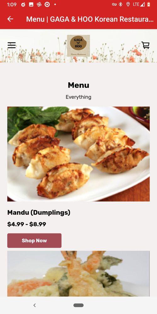 Menu at GAGA & HOO Korean Restaurant, Fort Dodge