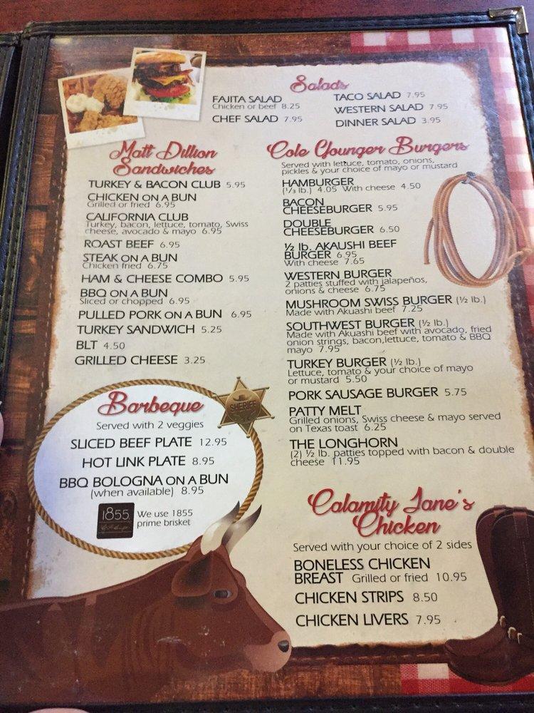 Menu at Howell's Western Cafe, Springtown, 401 W Hwy 199