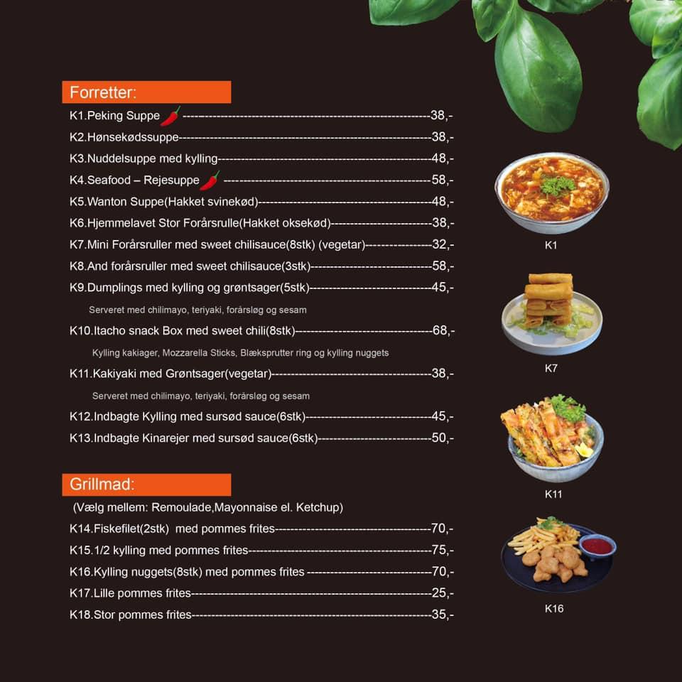 Menu at Itacho Sushi Thai og Kinesisk Take away restaurant, Charlottenlund