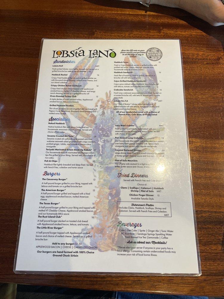 Menu at Lobsta Land Restaurant, Gloucester