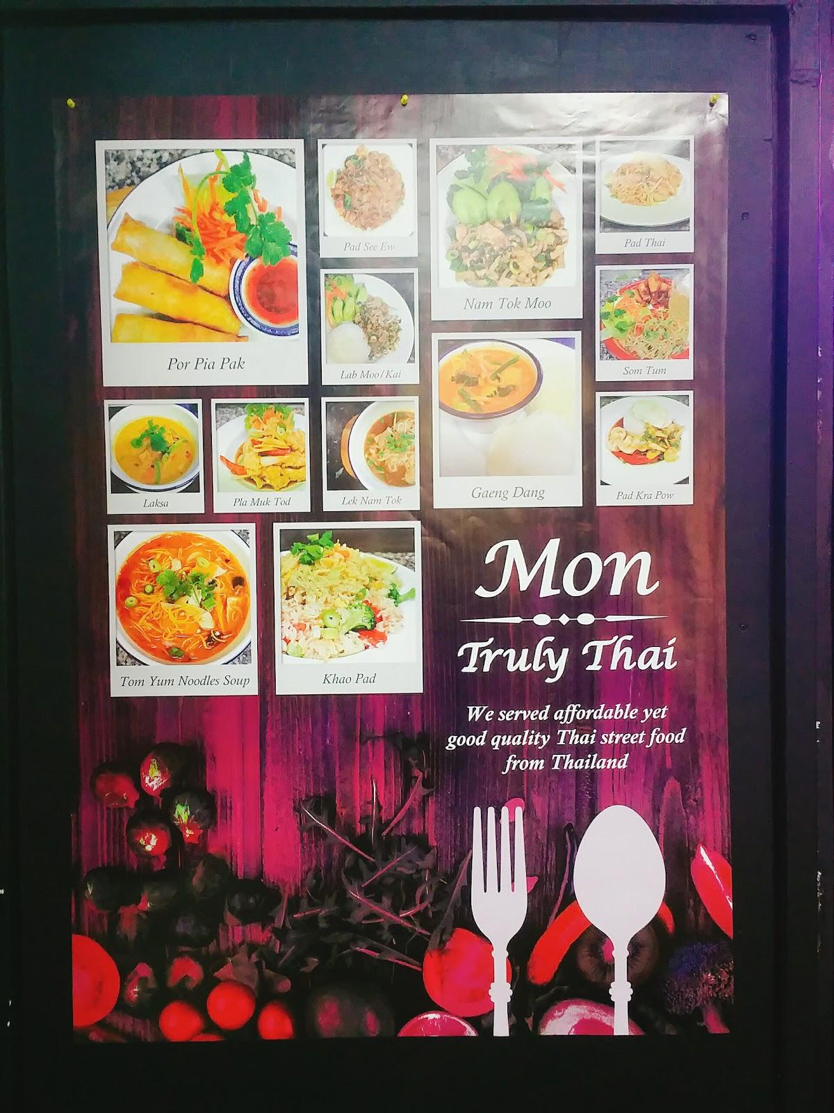 Menu at Mon Truly Thai (taste of bangkok cuisine) restaurant, London