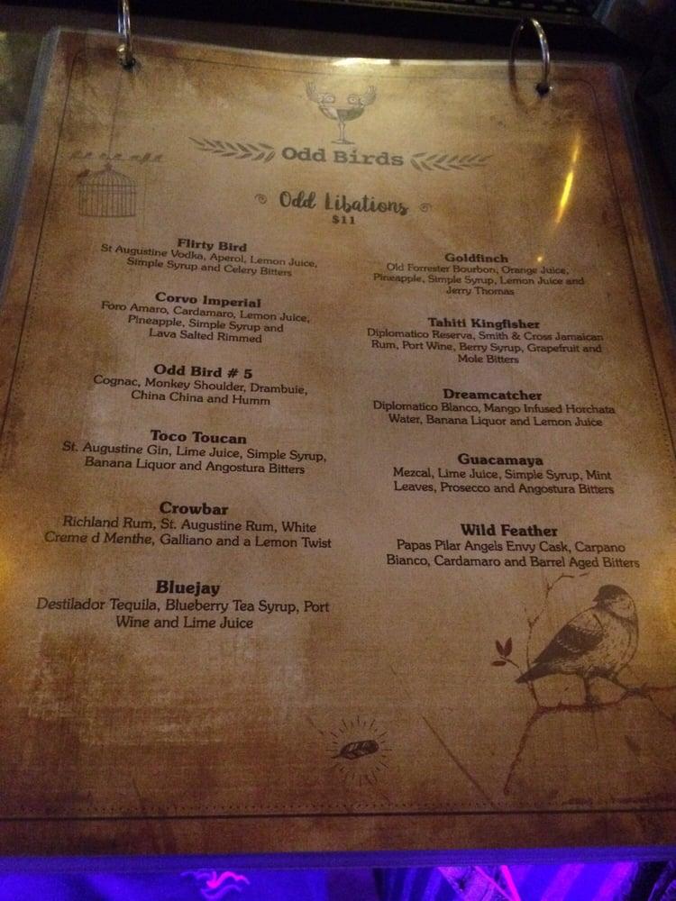 Menu at Odd Birds Kitchen and Cocktail Lounge pub & bar, St. Augustine