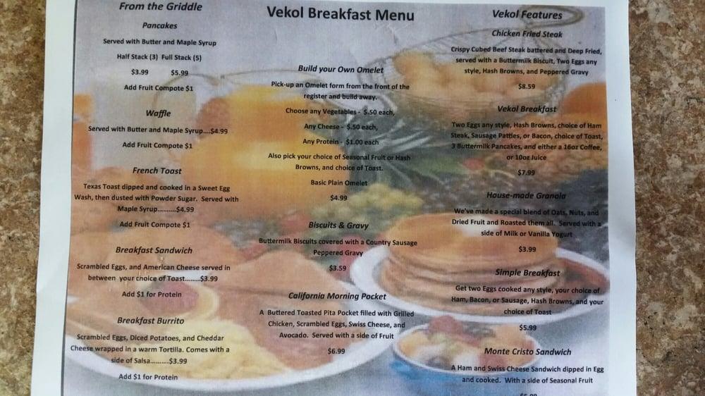 Menu at Vekol Market cafe, Maricopa