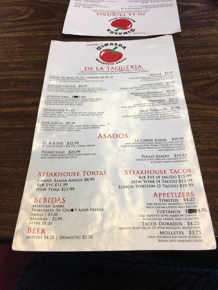 Menu at Asadero Prime steakhouse, Kent, 310 Washington Ave N