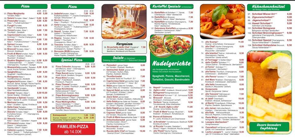 Speisekarte von Pizza Avanti Witten, Witten