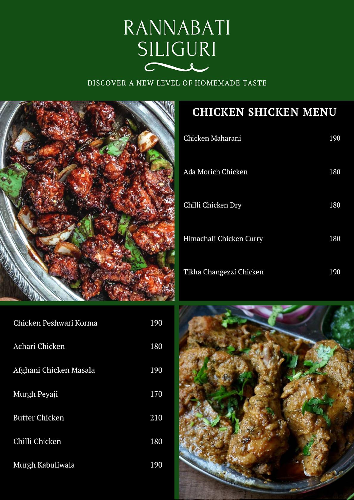 Menu at RannabatiSiliguri, Siliguri
