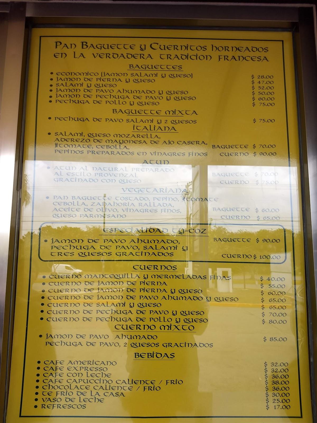 Carta de comida rápida Ty-coz Express (Kabah), Cancún, Av. Rodrigo ...