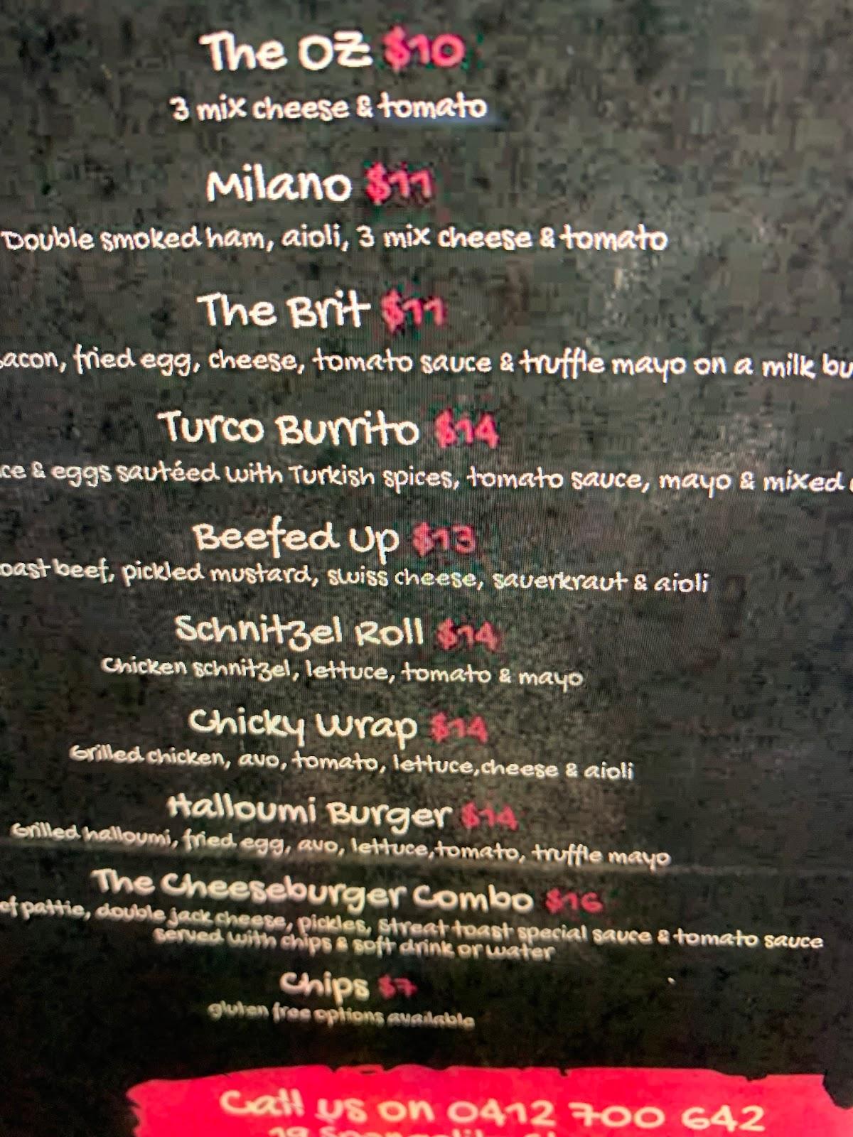Menu at Brew&Brew café van cafe, Hume