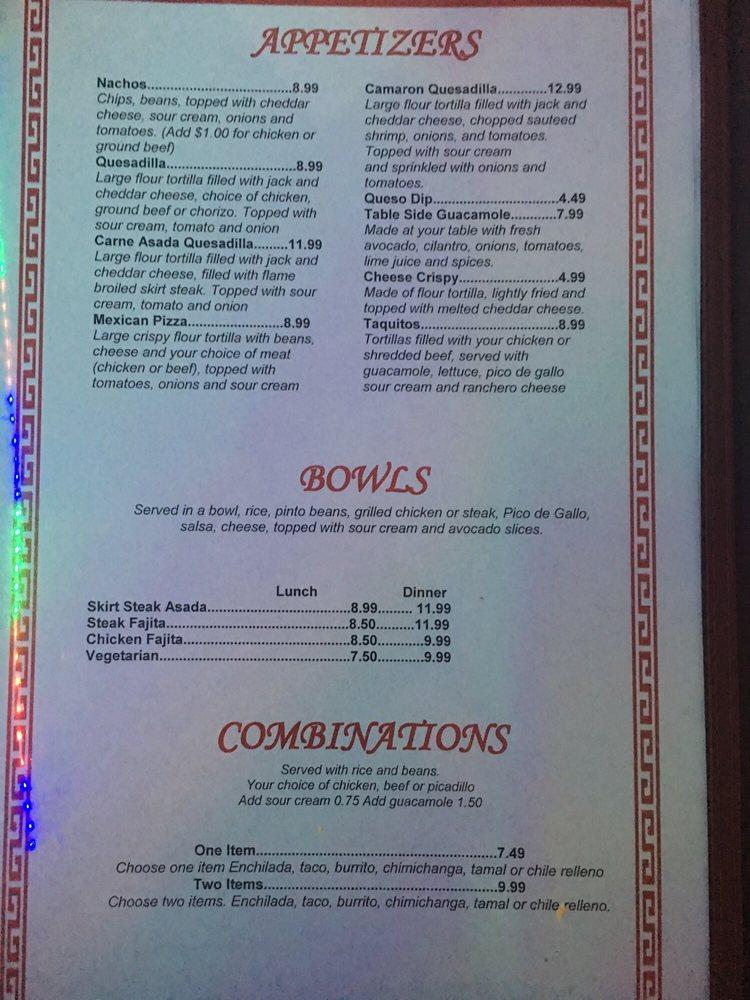 Menu at Casa Azteca Mexican Restaurant, Fort Pierce
