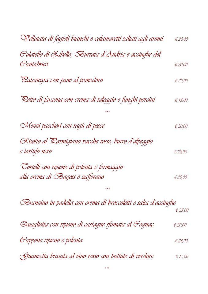Menu da Il Vecchio Larry Osteria ristorante, Pontoglio