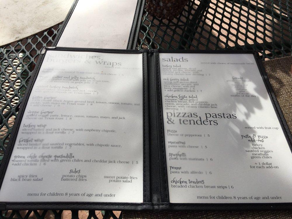 Menu at Magic Bistro restaurant, El Paso