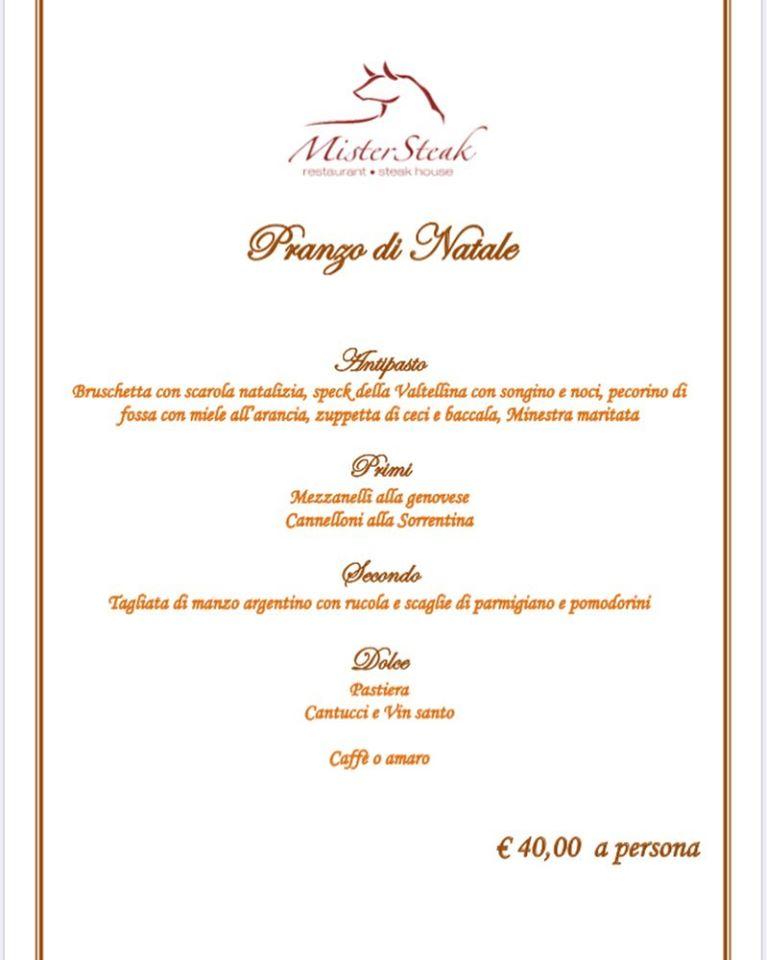 Menu at Mister Steak steakhouse, Pozzuoli