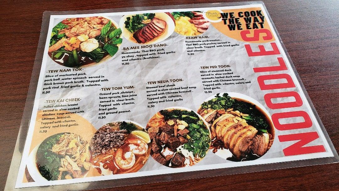 Menu at Patti's Kitchen Thai Street Noodles restaurant, Pinellas Park