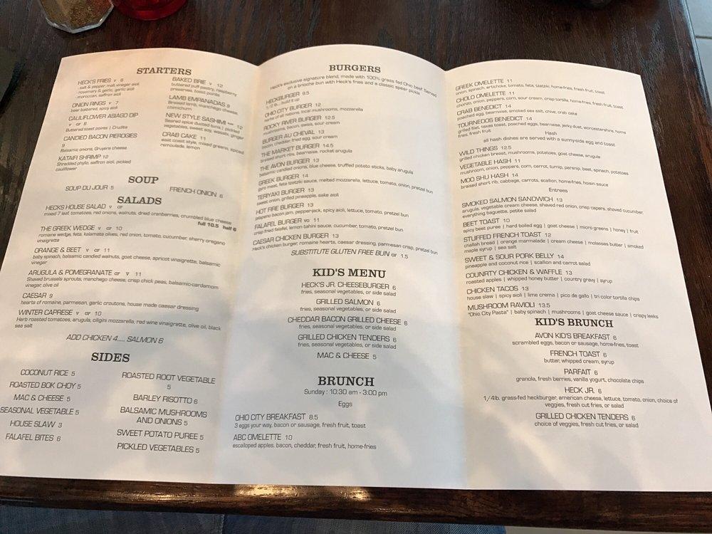 Menu at Hecks Of Avon pub & bar, Avon