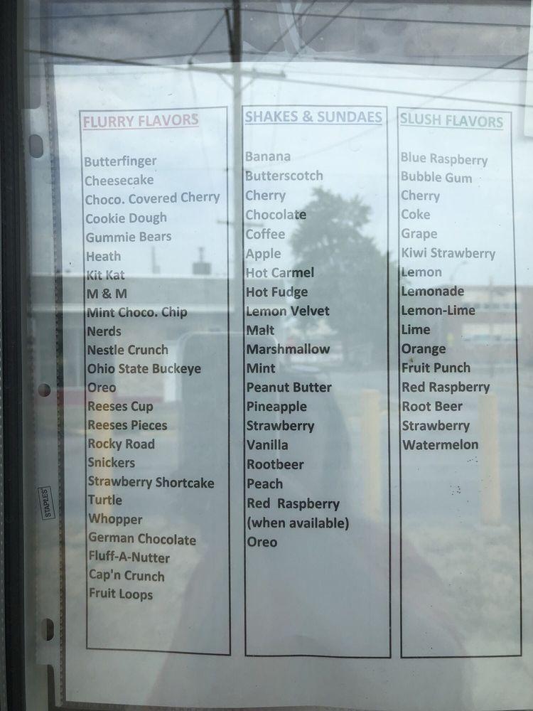 Menu at Pied Piper Drive In fast food, Huron