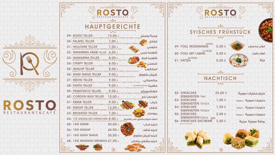 Menu at Restaurant Rosto, Kiel