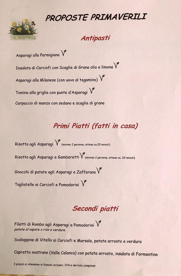 Menu da Ristorante Osteria Penalty, Bellinzona