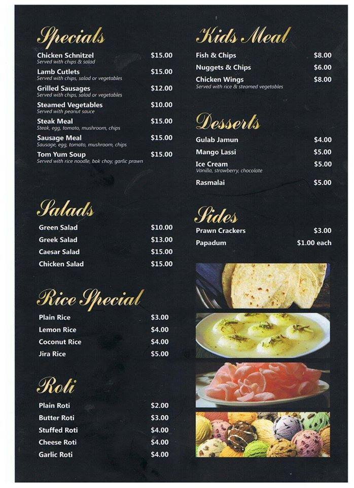 Menu at Thai Elements restaurant, Boorowa