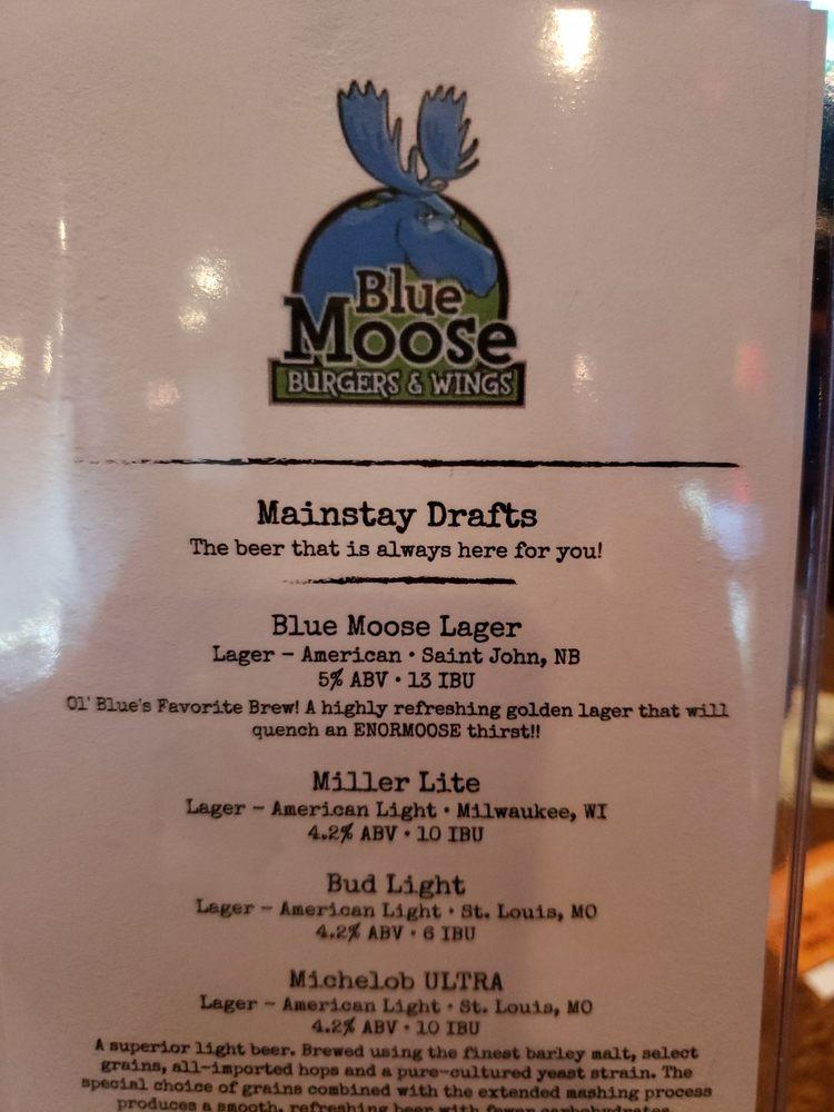 Menu at Blue Moose Burgers & Wings pub & bar, Pigeon Forge