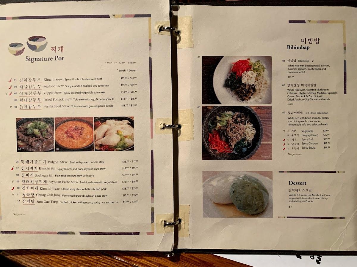 Menu at Cho Dang Gol restaurant, West New York