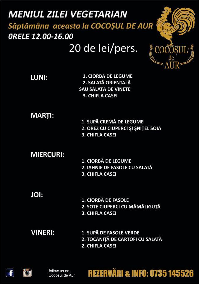 Menu at Cocosul de aur, Piatra Neamț
