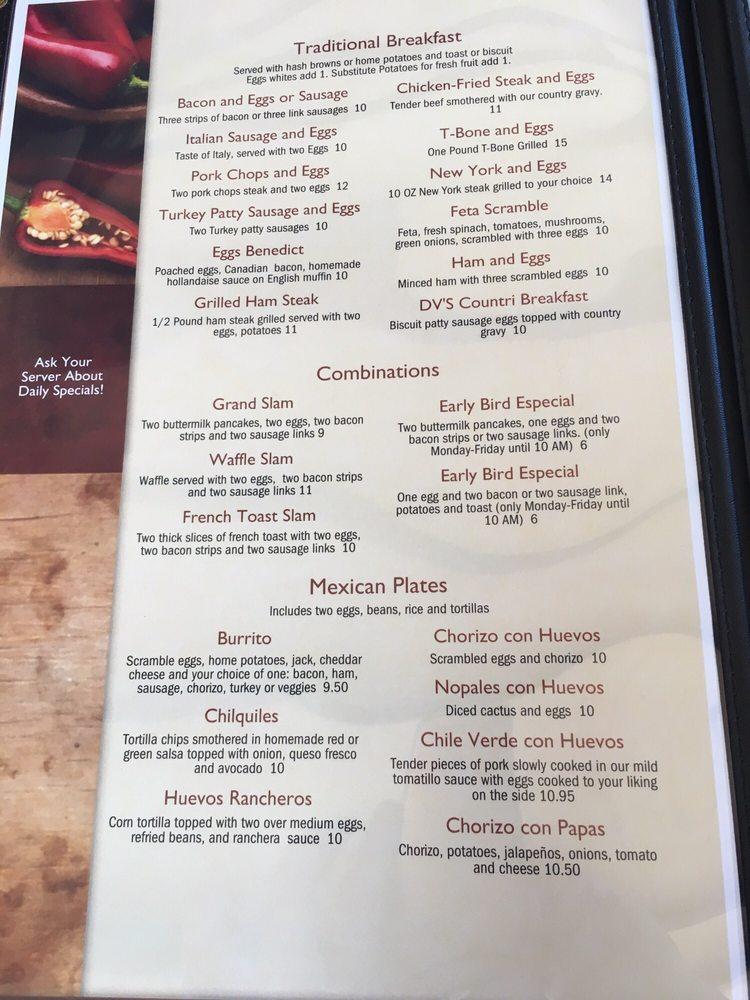 Menu at DV'S Mexican Grill restaurant, Ventura