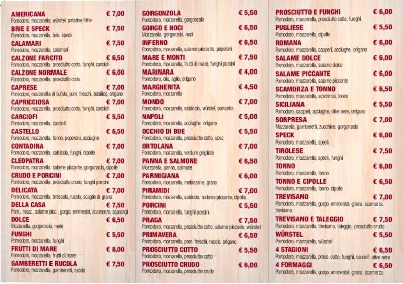Menu da Pizza Mia Desenzano ristorante, Desenzano del Garda
