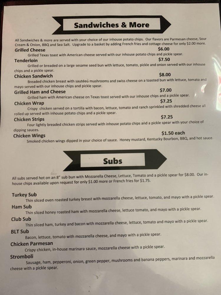 Menu at Shortstop Inn pub & bar, Wakarusa
