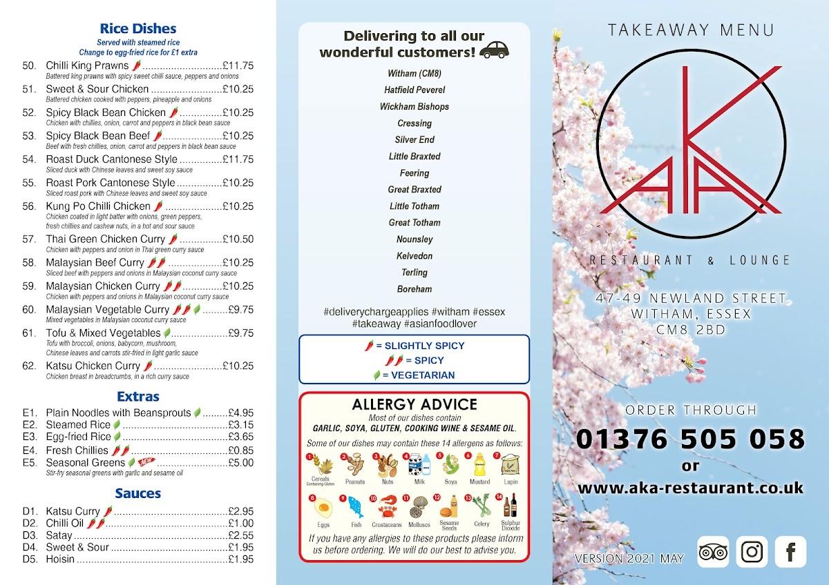 Menu at AKA Restaurant & Lounge, Witham