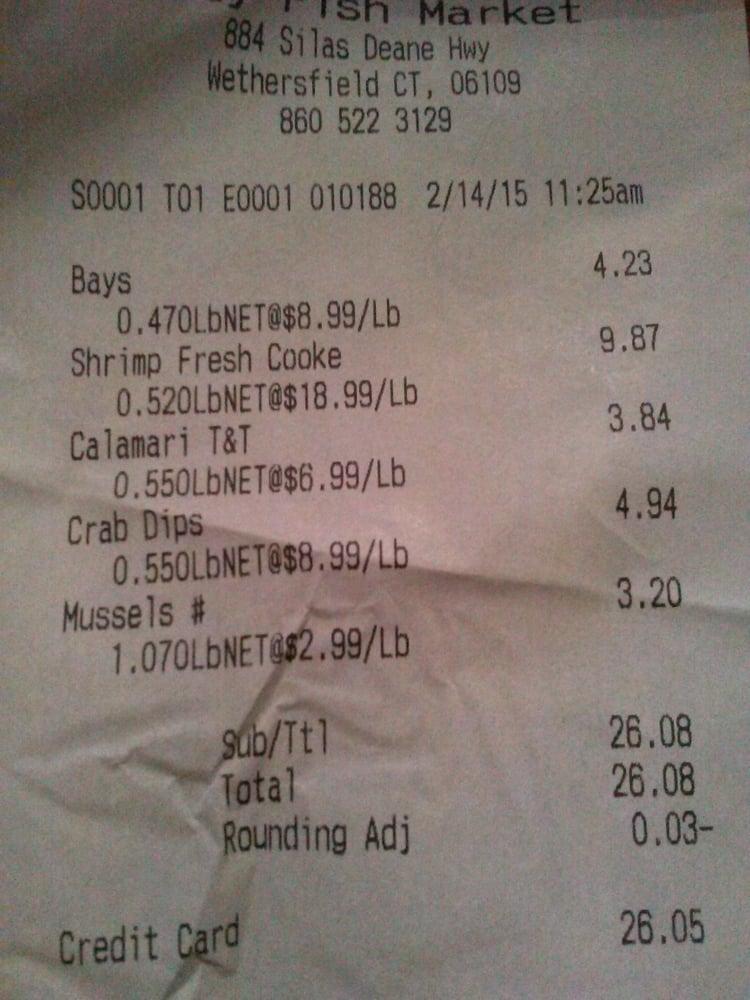 Menu at City Fish Market restaurant, Wethersfield