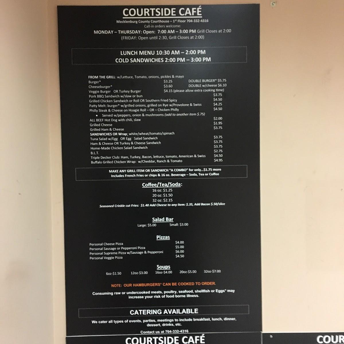 Menu at Courtside Cafe, Charlotte, 832 E 4th St