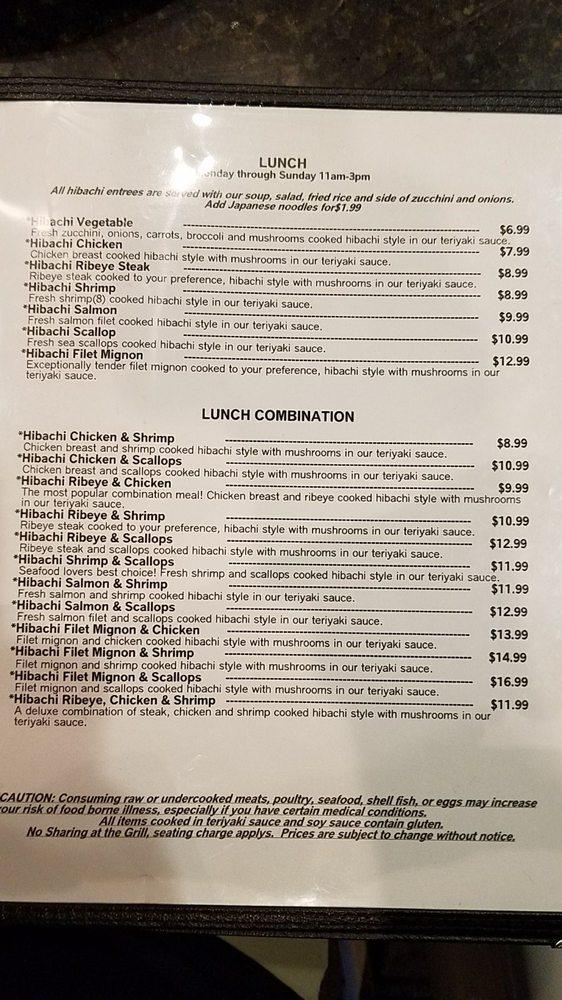 Menu at Little Tokyo Cafe, Knoxville, Mountain Grove Dr