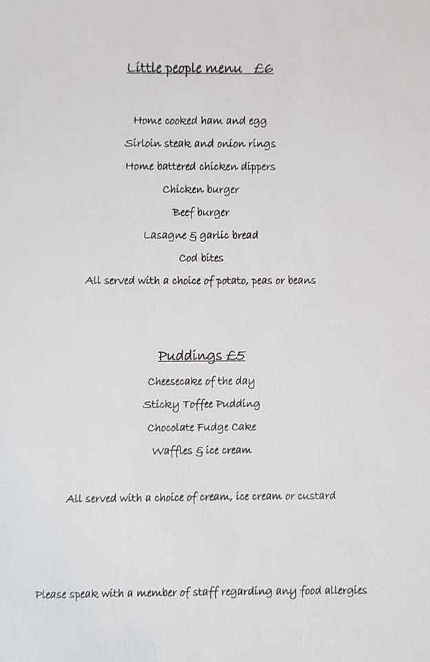 Menu at Dolphin Hotel restaurant, Pembroke Dock
