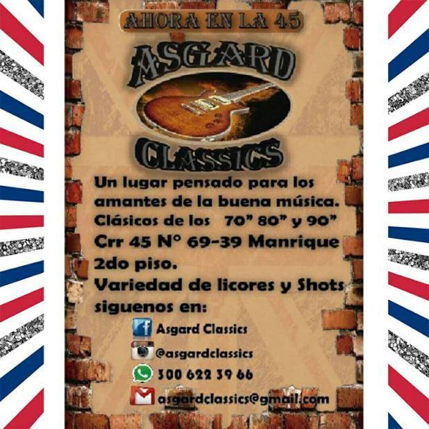 Menu at Asgard Classics pub & bar, Medellín