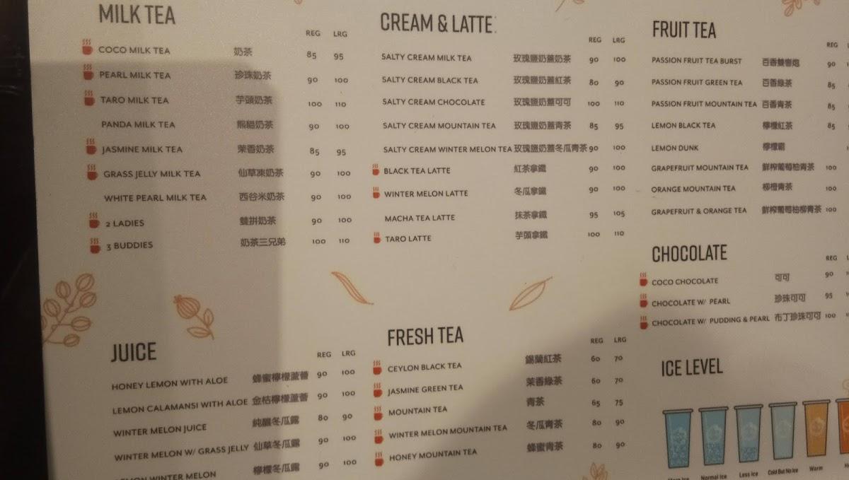 Menu at CoCo Fresh Tea & Juice- Ayala Cebu cafe, Cebu City, ayala center