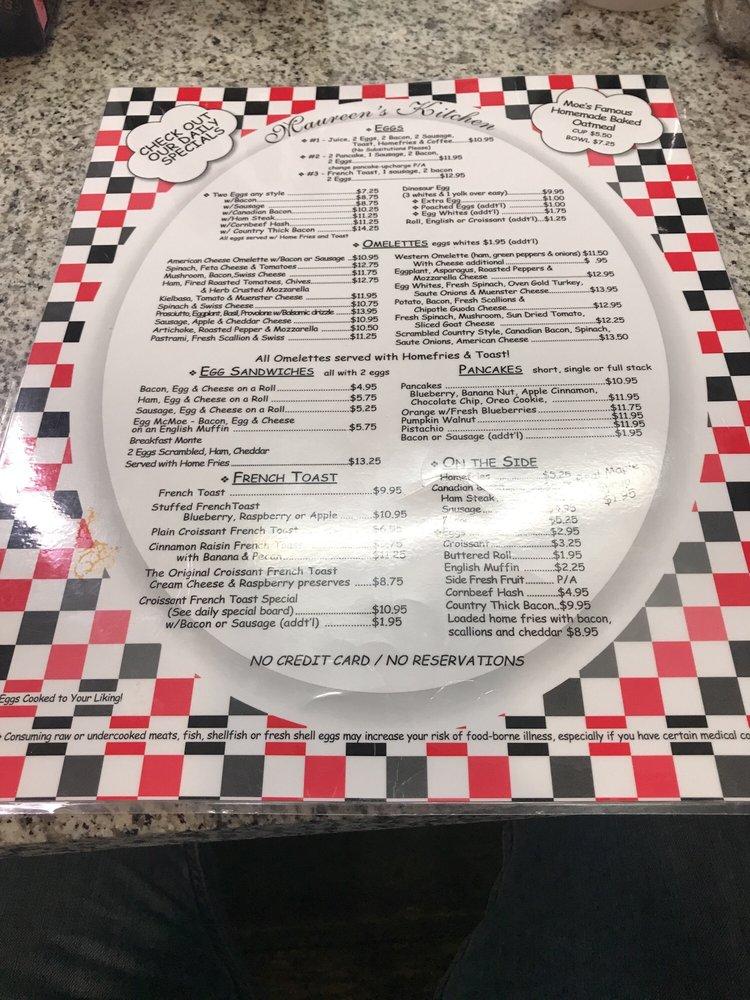 Menu at Maureen's Kitchen restaurant, Smithtown