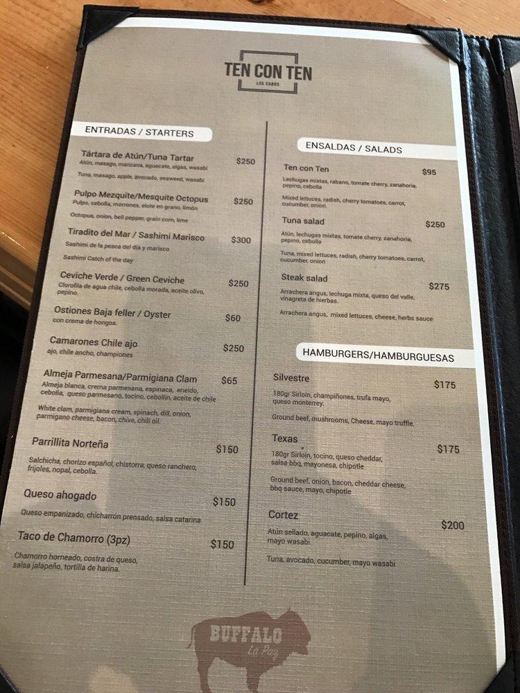 Carta del restaurante Ten Con Ten Los Cabos, Cabo San Lucas, Cam. Real 628