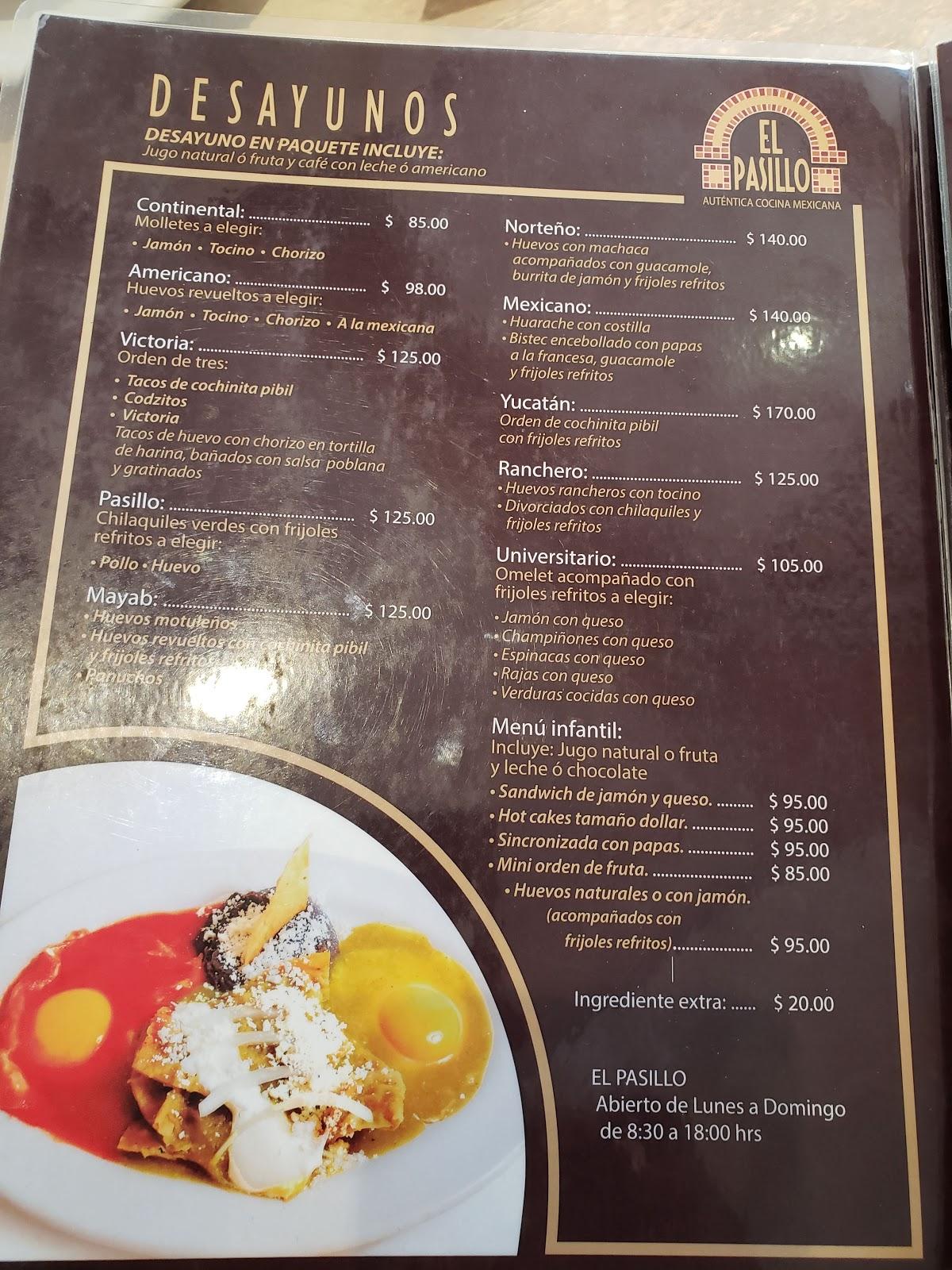 Carta del restaurante El Pasillo, Ciudad del México, Canal del ...