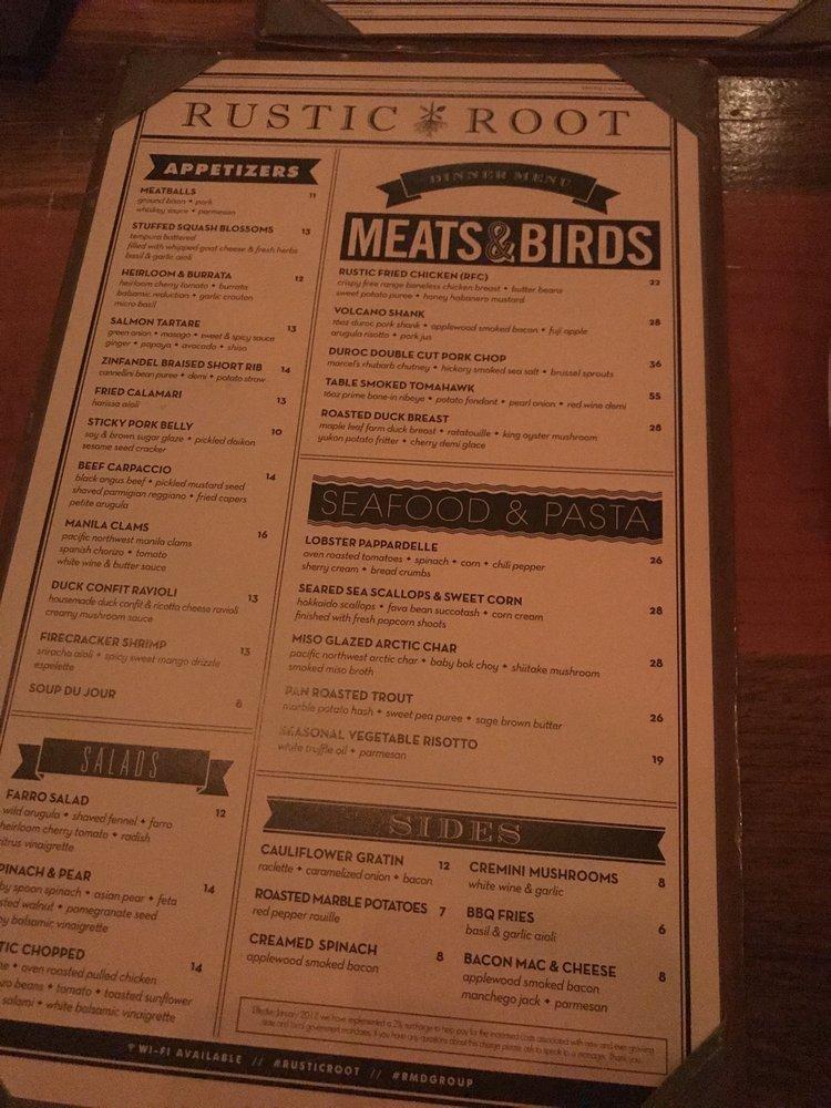 Menu at Rustic Root pub & bar, San Diego