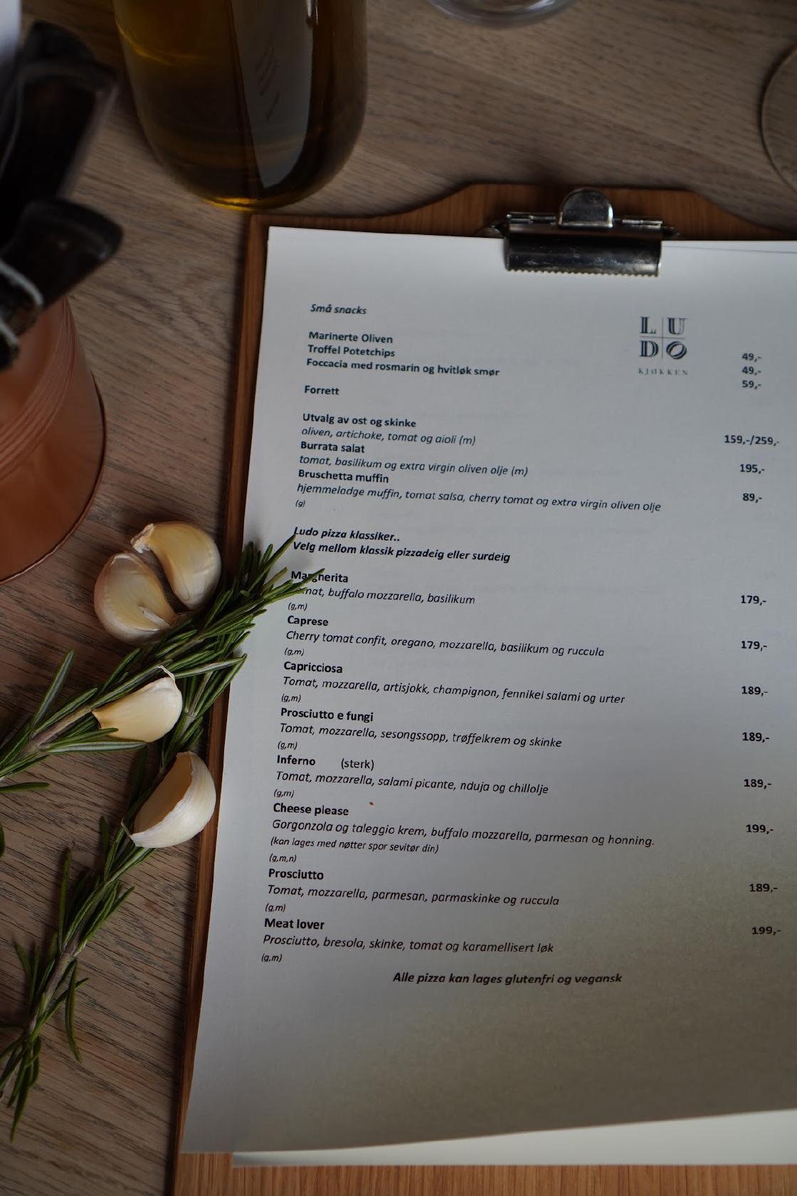 Menu at Restaurant Ludo, Oslo