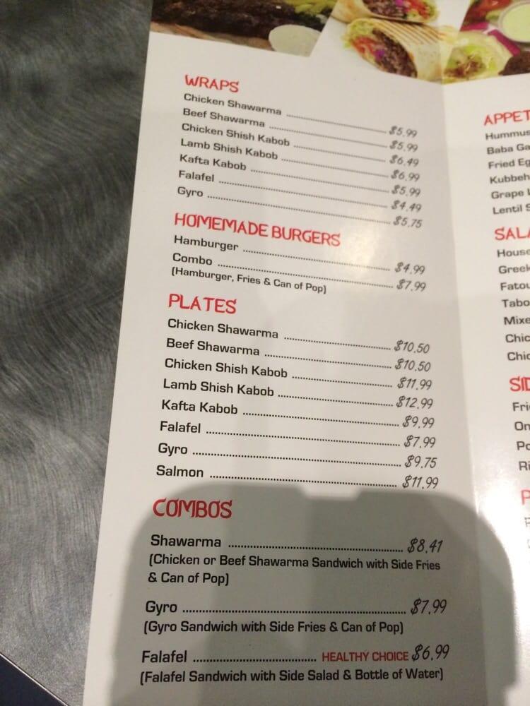 Menu at Shawarma Land restaurant, Aurora