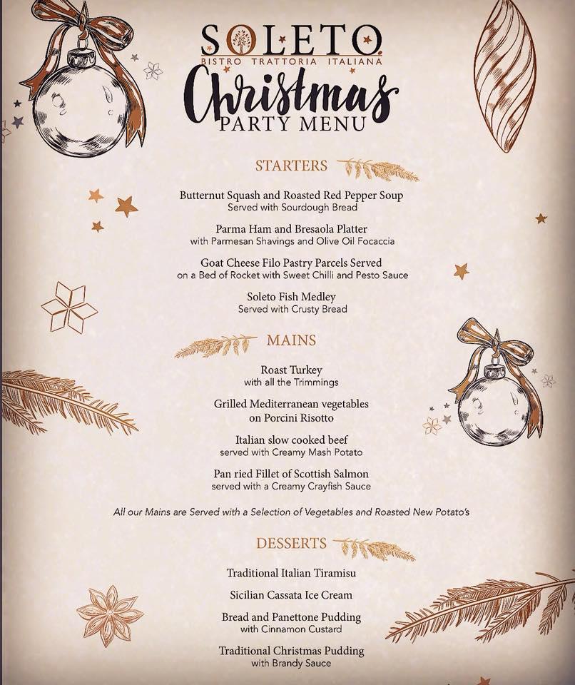 Menu at Soleto Bistro restaurant, Southampton